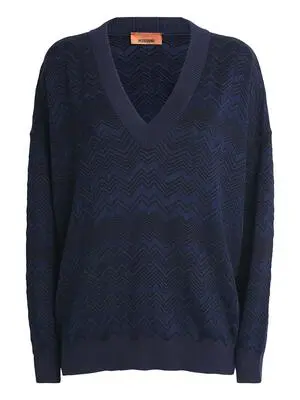 Missoni Missoni Chevron V-Neck Sweater Navy