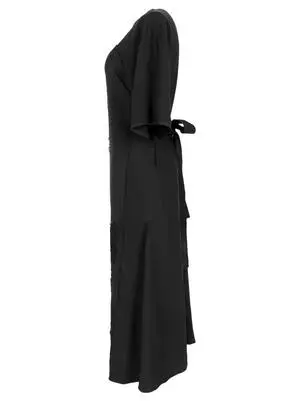 Victoria Beckham Lace Detail Belted Midi Dress - Black