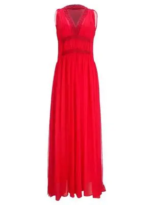 Philosophy Di Lorenzo Serafini Crochet-trim V-neck Maxi Dress - Red