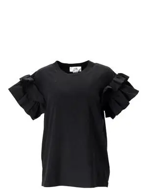 Victoria Beckham Ruffle-sleeve T-shirt - Black