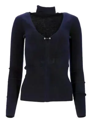 DION LEE Cutout Turtleneck Wool Sweater - Blue