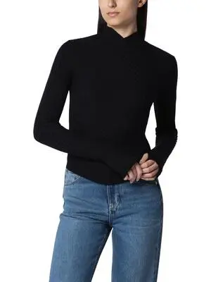 Victoria Beckham Georgia Ribbed Merino Wool Sweater - Black