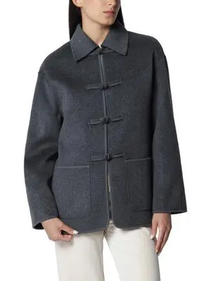 RÓHE Dark Mélange Double-faced Wool Jacket With Pankou Closure - Grey