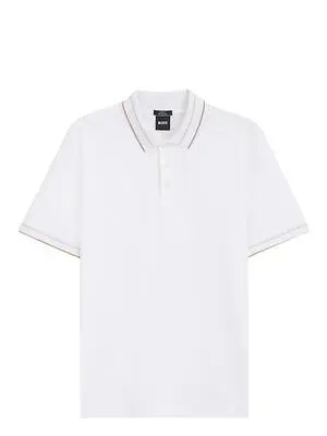 BOSS Contrast-trim Short-sleeve Cotton Polo - 100