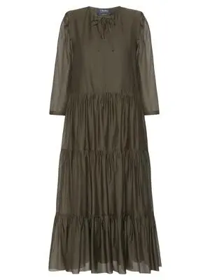 Max Mara Cotton-silk Voile Maxi Dress - Brown