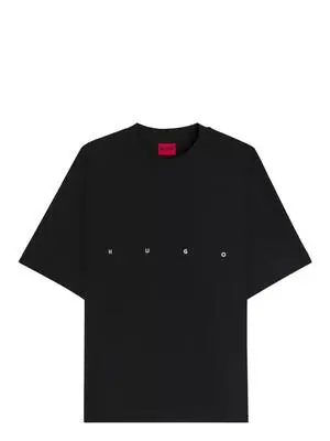 Hugo Logo-embroidered Oversized T-shirt - Black