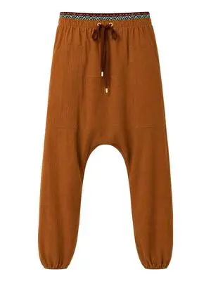 LALIPOP DESIGN Muslin Drop-crotch Jogger Pants - Brown