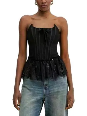 ANIYE BY Era Lace-trim Peplum Top - Black