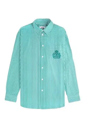 SPORTY & RICH Ny Crest Striped Shirt - Green