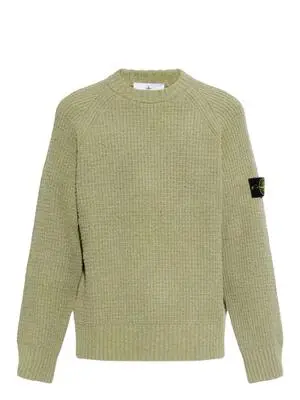 Stone Island Logo-patch Waffle-knit Sweater - Green