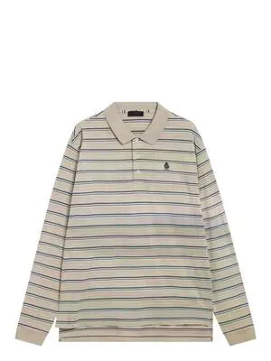 Prada Striped Long-sleeve Polo Shirt - Neutrals
