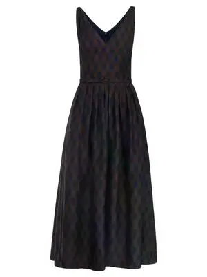 Oscar De La Renta Argyle Silk Twill Midi Dress - Brown