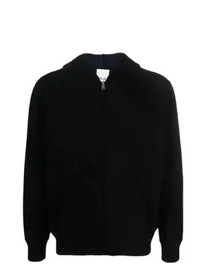 ALLUDE Classic-hood Zip-up Jumper - Black