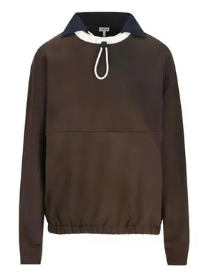 Loewe Drawstring-collar Elasticated-hem Sweater - Brown