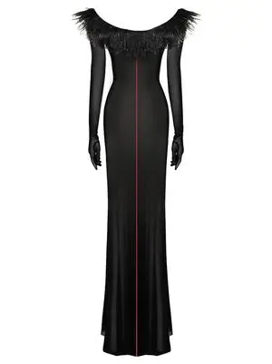 SANCTUMUM Fortuna Gloved Mesh Maxi Dress - Black