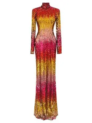 SANCTUMUM Aquadiastrella Sequinned Maxi Evening Gown - Red