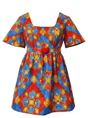 COUTURE TO YOUR DOOR Mini Geometric Patricia Skater Dress - Blue