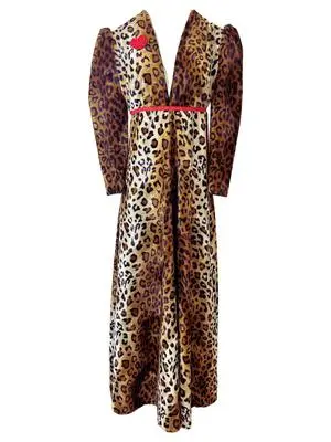 COUTURE TO YOUR DOOR Brown / Gold Leopard Print Boho Maxi Dress - Brown/gold