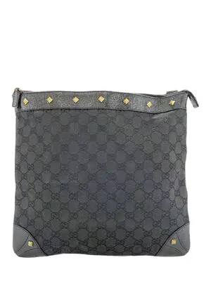 Gucci 2010s Gg Supreme Studded Shoulder Bag - Black