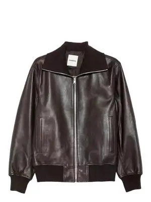 Sandro Ribbed-trim Trucker-collar Jacket - Brown