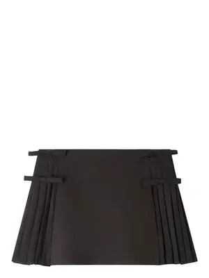 Sandro Pleated Bow-detail Mini Skirt - Brown