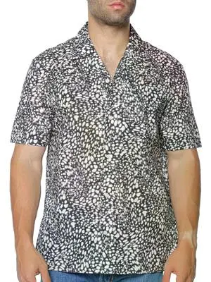 Michael Kors Stingray-print Camp-collar Shirt - Black