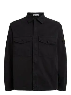 Stone Island Stretch-cotton Compass Overshirt - Black