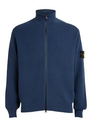 Stone Island Cotton Zip-up Cardigan - Blue