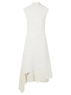 LANVIN Draped Wool-blend Turtleneck Midi Dress - Neutrals