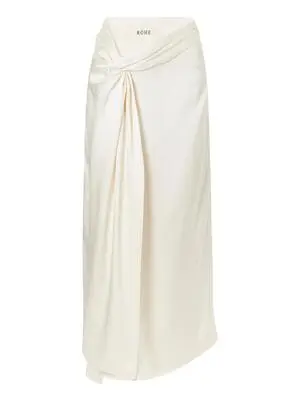 RÓHE Draped Satin Midi Wrap Skirt - Neutrals