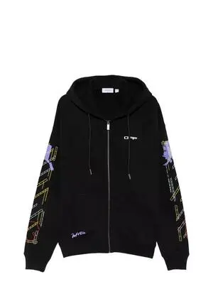Off-White Arrows-print Zip-up Hoodie - Black