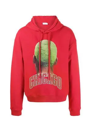 IH NOM UH NIT Graphic Print Drawstring Hoodie - Red
