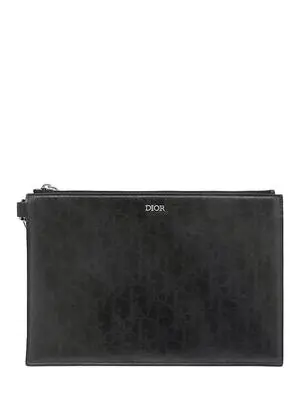 Dior 2020-2026 Oblique Perforated Calfskin Galaxy Wristlet Clutch Bag - Black