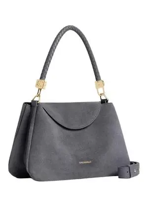 COCCINELLE Tiggy Braided-handle Suede Tote Bag - Grey