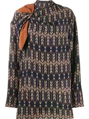 Stella McCartney Zadie Knotted High Neck Blouse - Blue