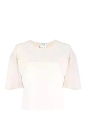 Stella McCartney Piped-seam Cropped Blouse - Neutrals