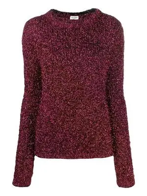Saint Laurent Metallic Textured Jumper - Red
