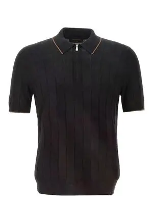 GRAN SASSO Half-zip Polo Shirt - Black