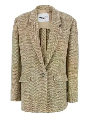 MARANT ETOILE Parly Herringbone-knit Single-breasted Blazer - Neutrals