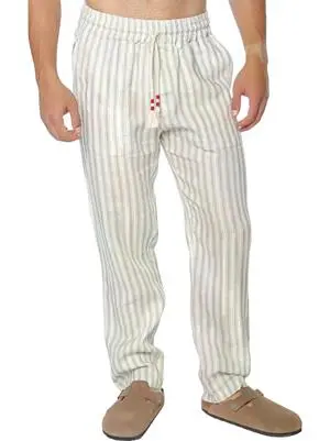 MC2 SAINT BARTH Calais Striped Linen Trousers - Grey