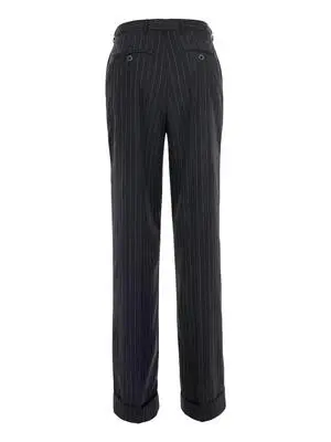 SEMICOUTURE Lola Pinstripe-pattern Turn-up-cuff Trousers - Grey