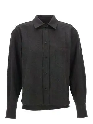 Victoria Beckham Vb-embroidered Cropped Shirt - Grey