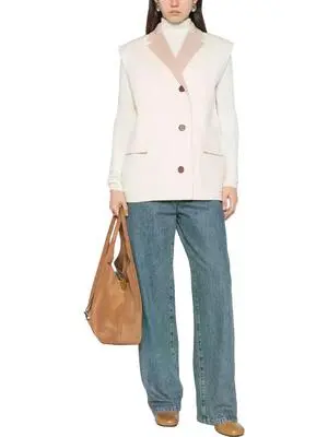 ALICIA AUDREY Julie Two-tone Sleeveless Reversible Gilet - Neutrals