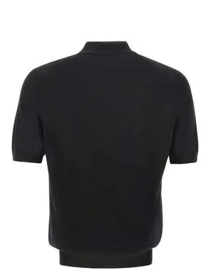 GRAN SASSO Zip-collar Short-sleeve Polo Shirt - Black