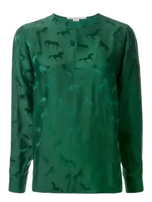 Stella McCartney Horse-jacquard Blouse - Green