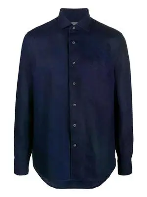 Corneliani Long Sleeve Linen Shirt - Blue