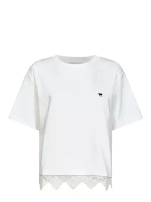Max Mara Lace-trim Butterfly-embroidered T-shirt - White