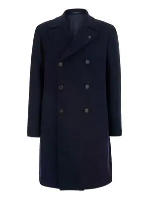 Tagliatore Double-breasted Twill-weave Coat - Blue