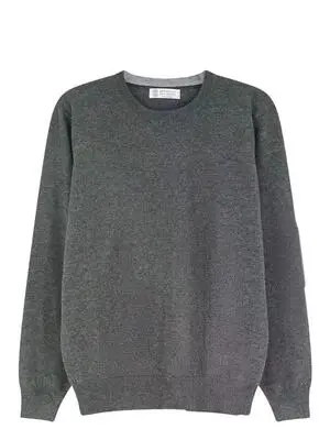 Brunello Cucinelli Crewneck Ribbed-trim Sweater - Grey