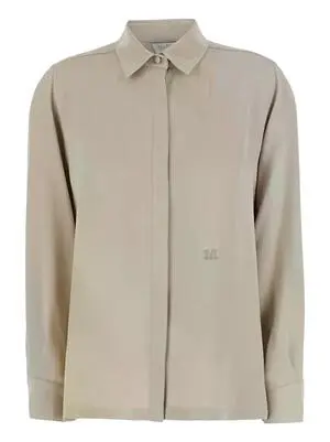 Max Mara Mxmgeranio Logo-embroidered Shirt Neutrals